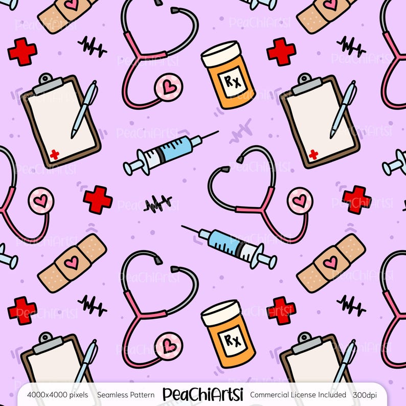 Medical Seamless Pattern Design- Nurse Doctor Pediatrician Surgeon ...