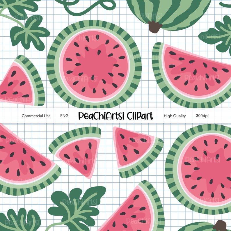 Watermelon Clipart Set - Cute Watermelon Illustrations - Watercolor ...