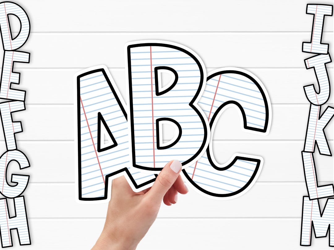 Lined Paper Alphabet and Numbers Clipart - Bulletin Board Letters ...