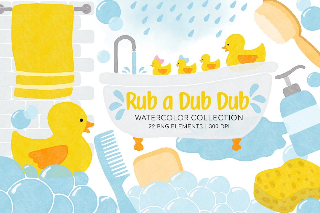Rubber Ducky Clipart Set - Bubble Bath Time Graphics PNG - Cute Baby ...