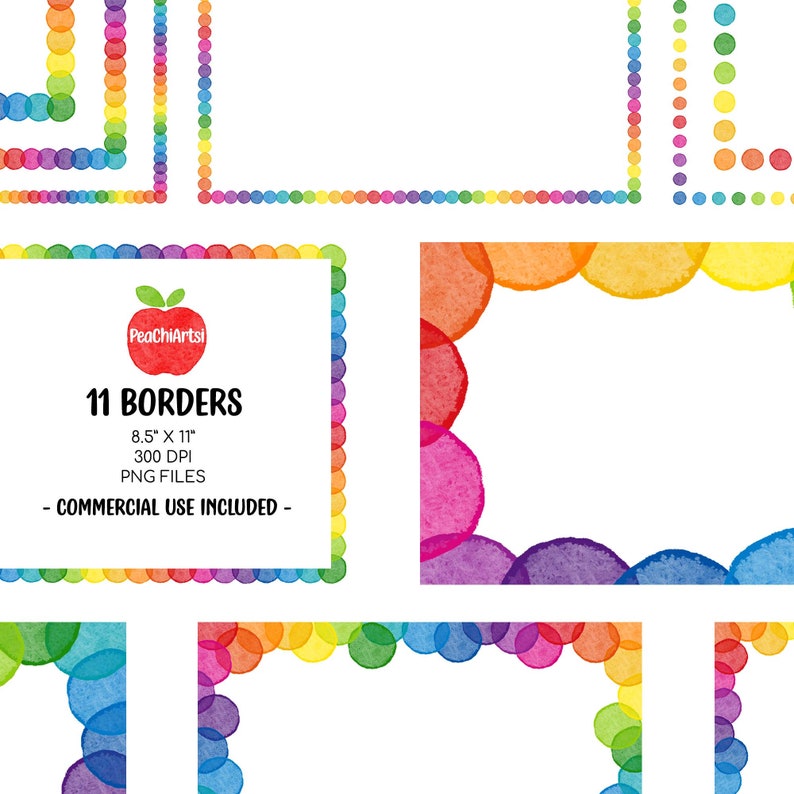 Rainbow Polka Dot Borders - Colorful Rainbow Border Clipart - Rainbow ...
