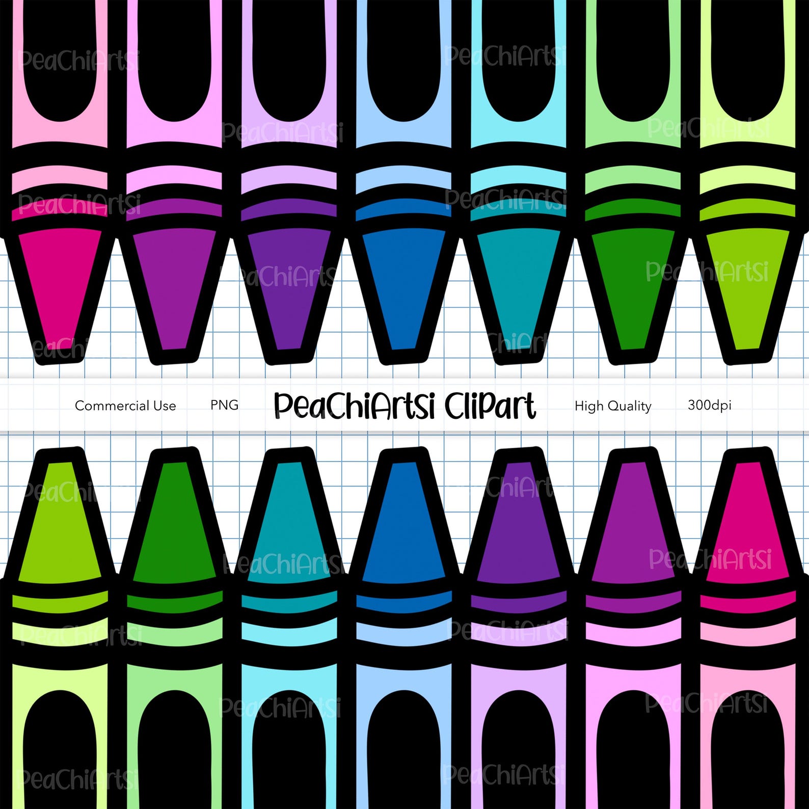 Rainbow Crayon Clipart Set - Vibrant Crayon Illustrations - School ...