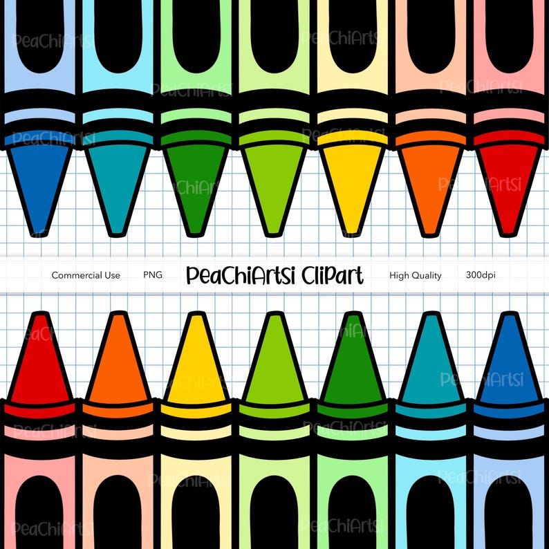 Rainbow Crayon Clipart Set - School Teacher Graphics - Vibrant Crayon ...