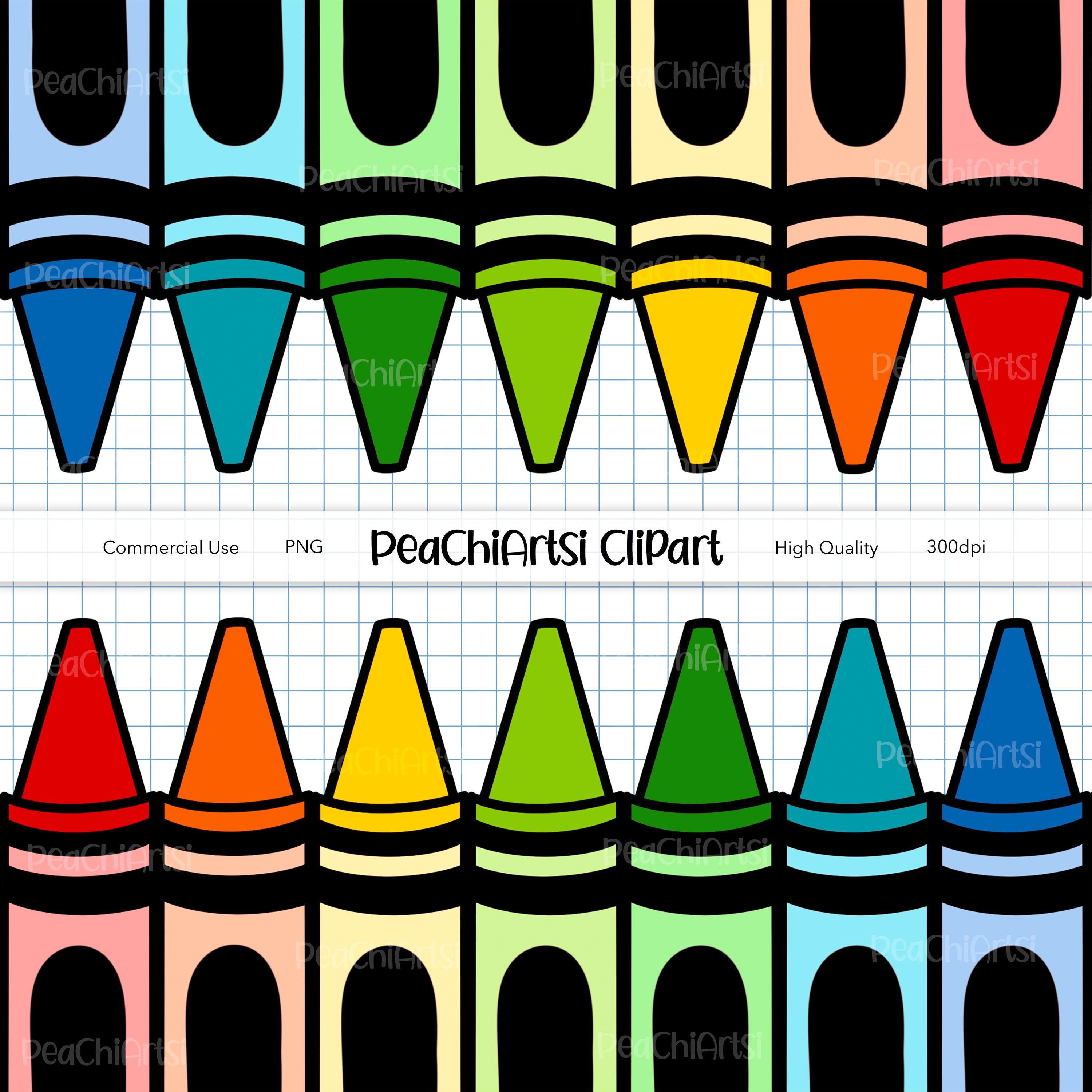 Rainbow Crayon Clipart Set - School Teacher Graphics - Vibrant Crayon ...
