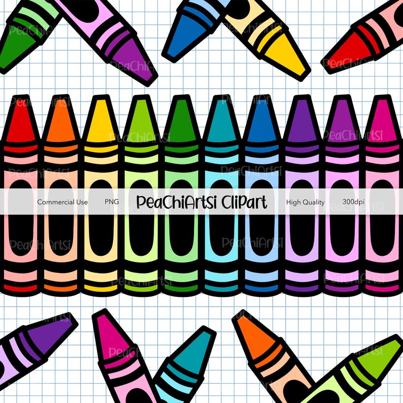 Rainbow Crayon Clipart Set - Vibrant Crayon Illustrations - School ...