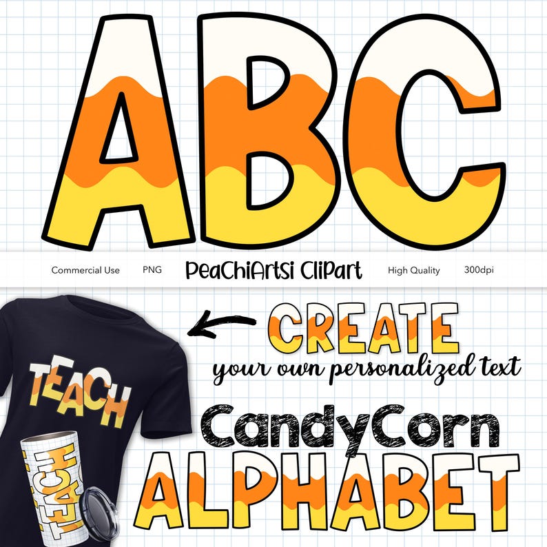 Candy Corn Alphabet and Numbers Clipart - Bulletin Board Letters ...