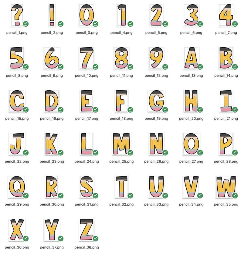Pencil Alphabet and Numbers Clipart - Bulletin Board Letters - Teacher ...