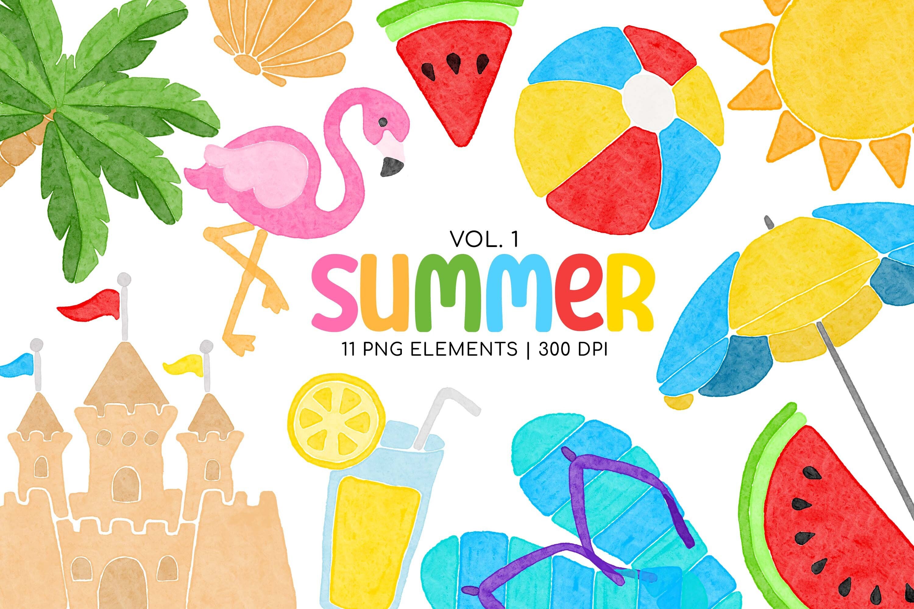 Summer Clipart Set - Tropical Beach Graphics - Sand Castle ...