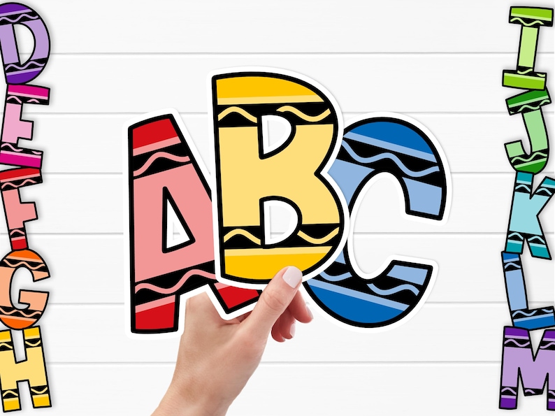 Crayon Alphabet and Numbers Clipart - Bulletin Board Letters - Teacher ...