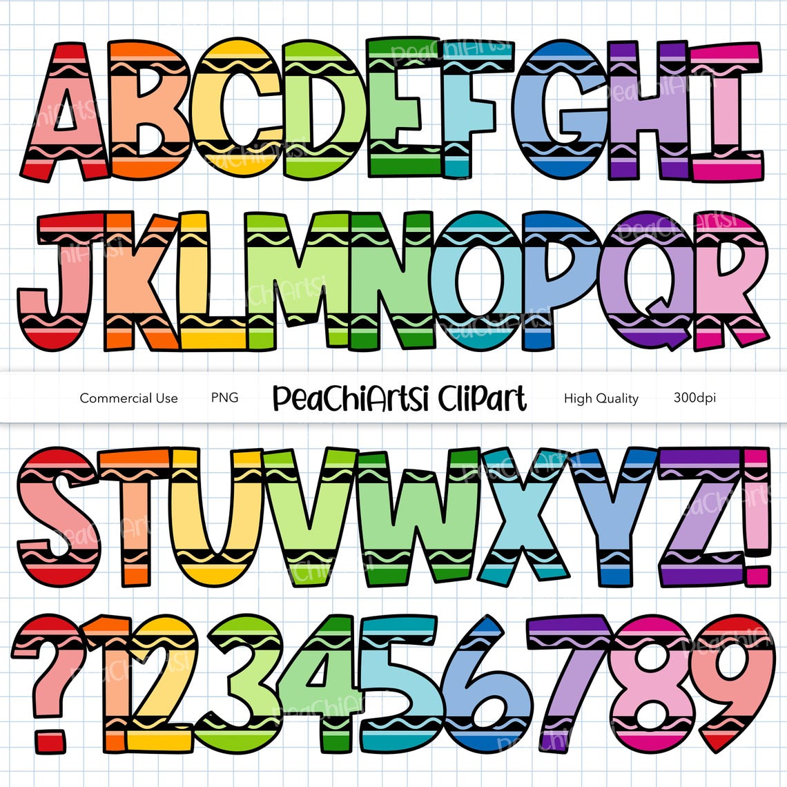 Crayon Alphabet and Numbers Clipart - Bulletin Board Letters - Teacher ...