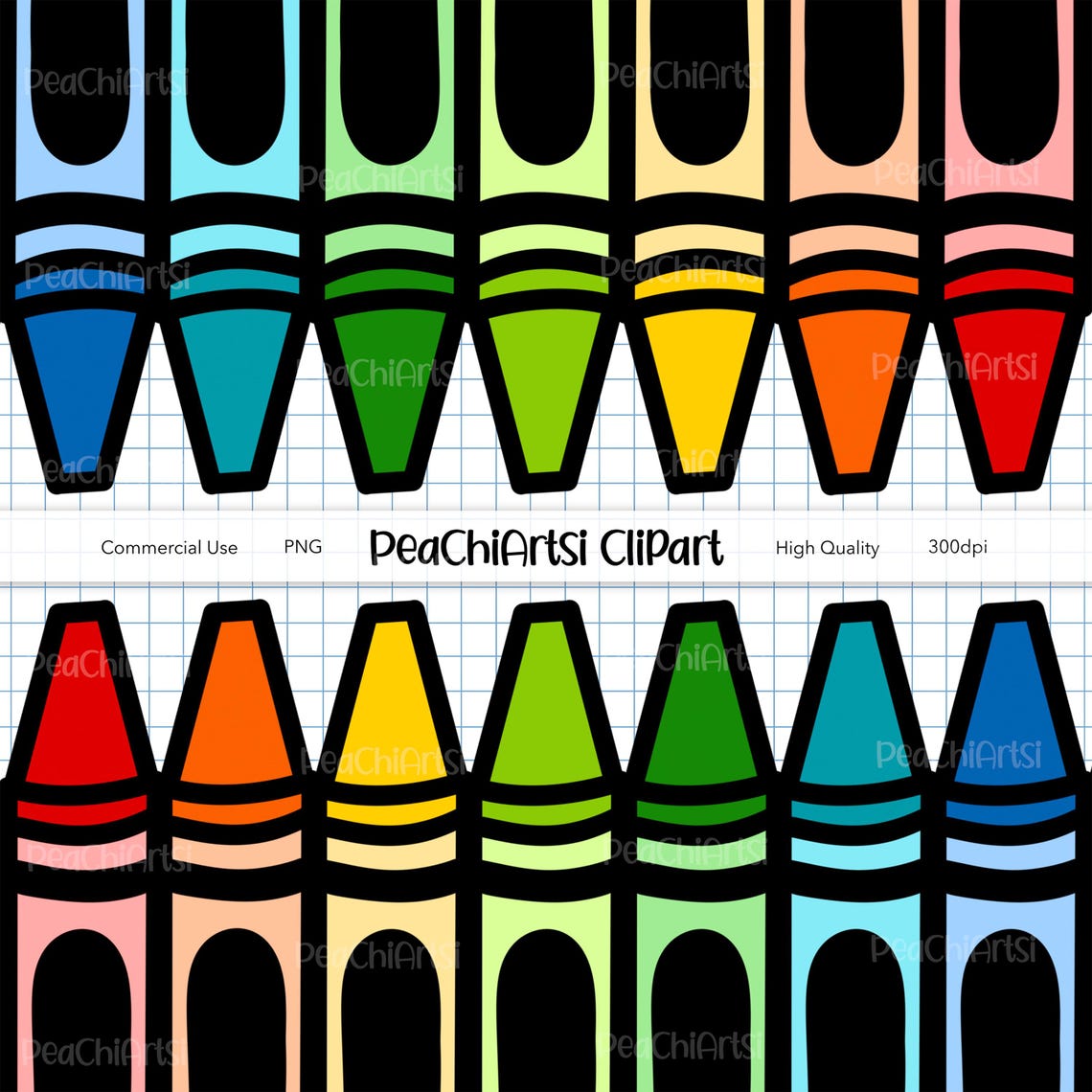 Rainbow Crayon Clipart Set - Vibrant Crayon Illustrations - School ...