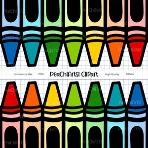 Rainbow Crayon Clipart Set - Vibrant Crayon Illustrations - School ...