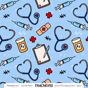 Medical Seamless Pattern Design- Nurse Doctor Pediatrician Surgeon ...