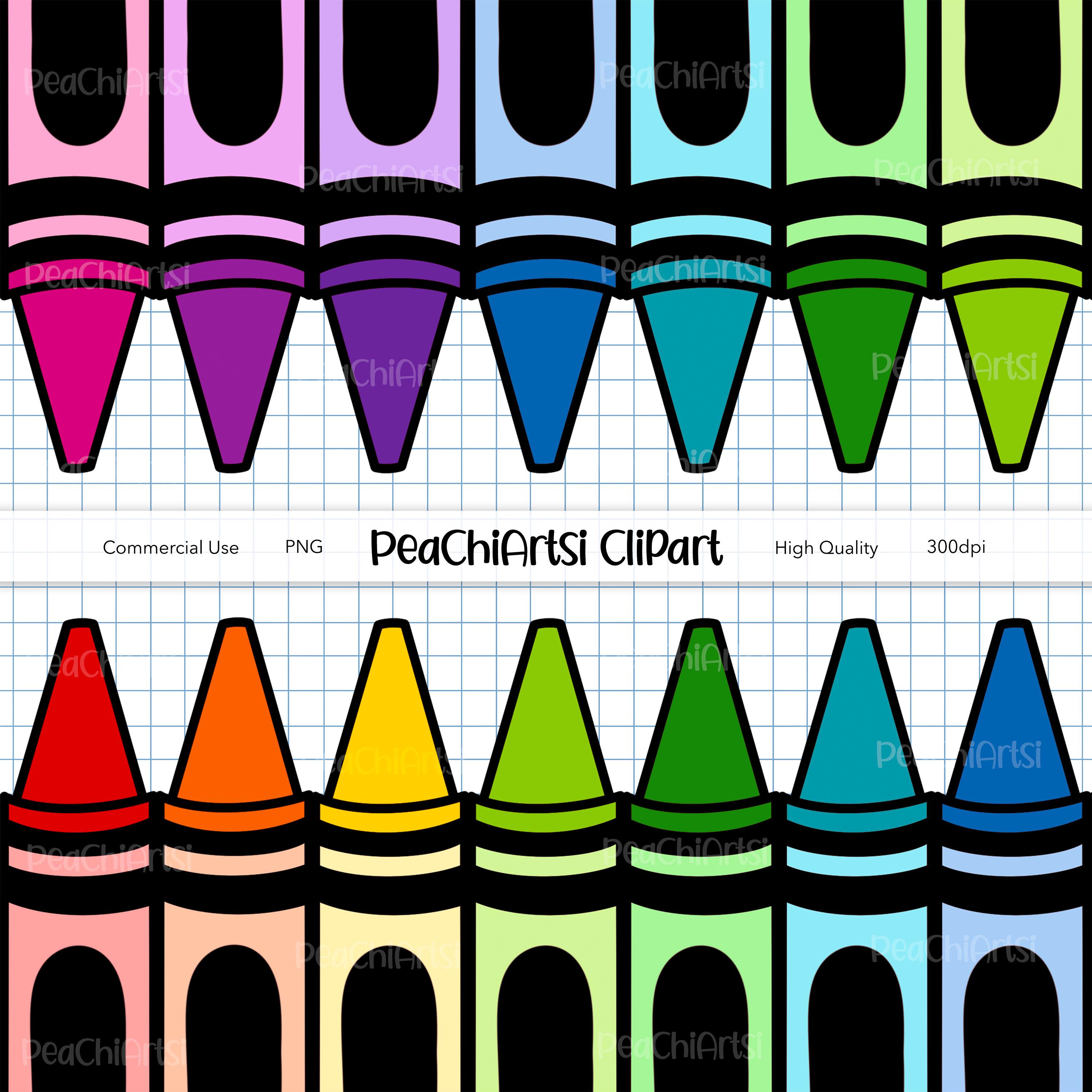 Rainbow Crayon Clipart Set - School Teacher Graphics - Vibrant Crayon ...