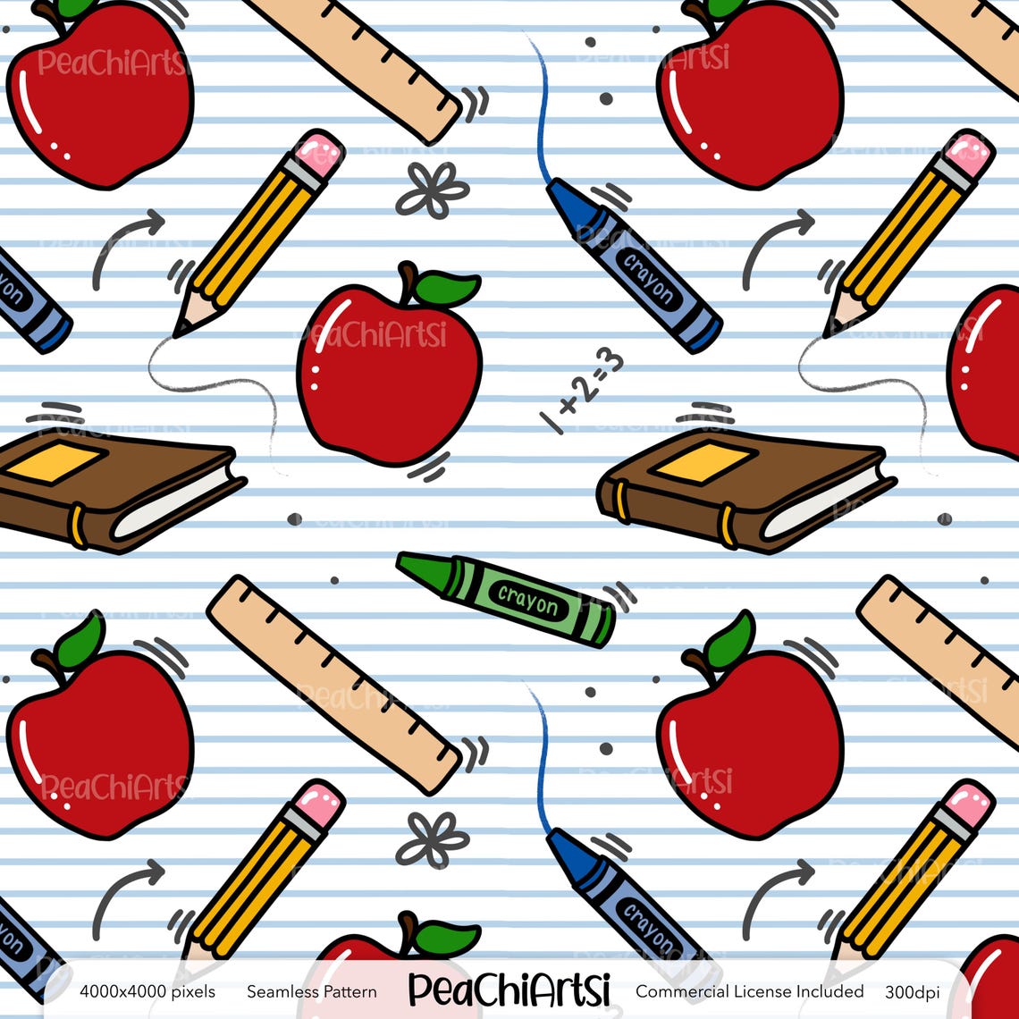 School Teacher Seamless Pattern Design - Educational School Supply ...