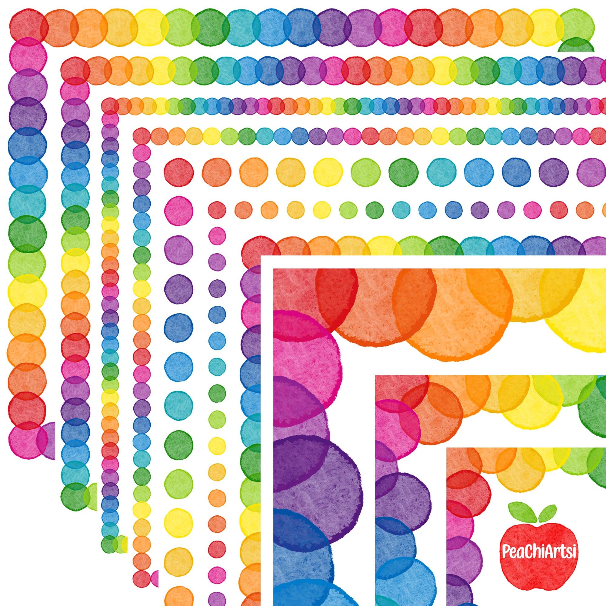 Rainbow Polka Dot Borders - Colorful Rainbow Border Clipart - Rainbow ...