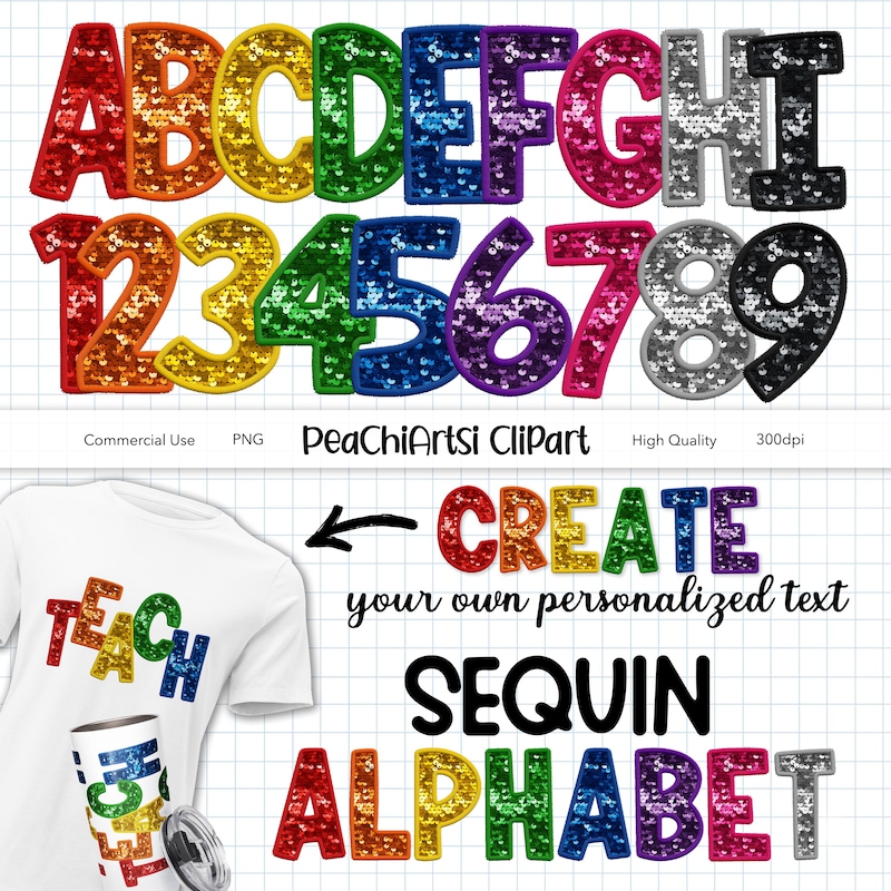 Sequin Letters Numbers - Etsy