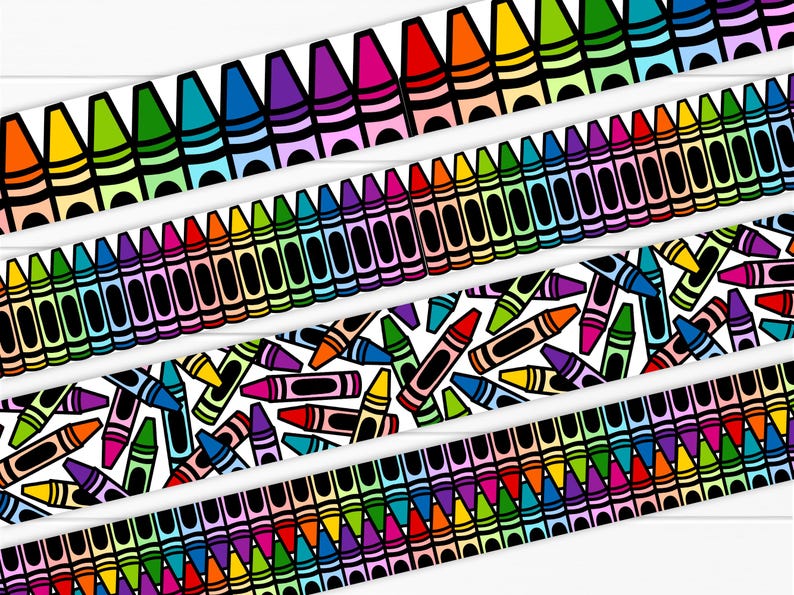 Crayon Bulletin Border - Vibrant Color Bulletin Board Strip - Wall and ...