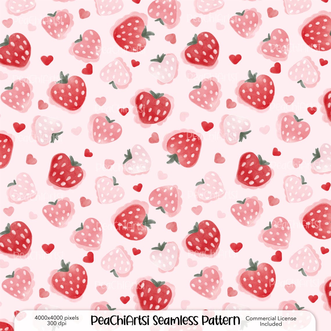 Strawberry Seamless Pattern - Watercolor Berry Repeat Pattern - Cute ...