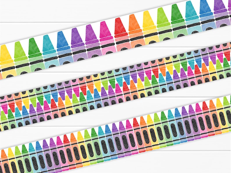 Rainbow Crayon Bulletin Border - Colorful Bulletin Board Strip - Wall ...