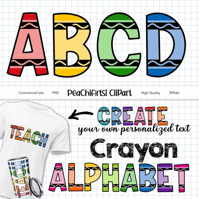 Crayon Alphabet and Numbers Clipart - Rainbow Doodle Crayon Font ...