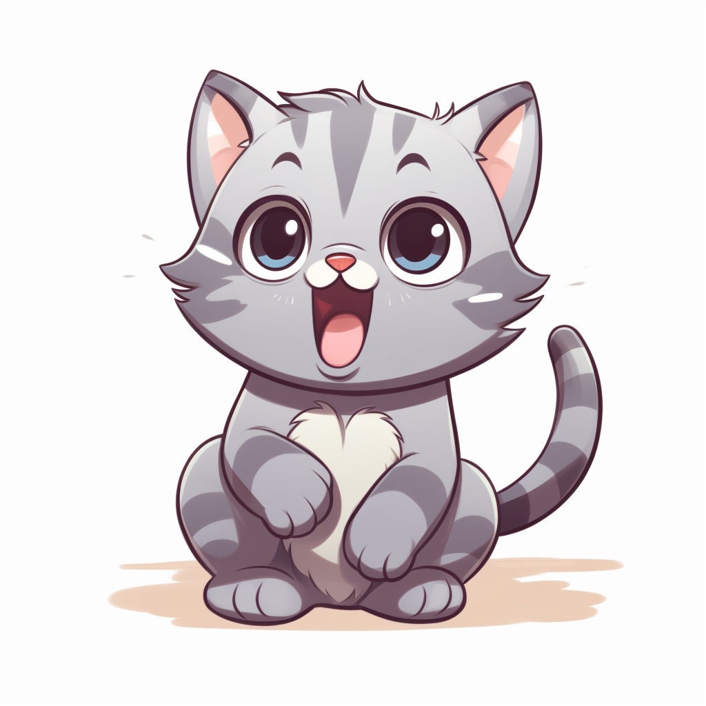 Cute Cat Digital Designs Chibi Cats Cute Vectors Cat - Etsy