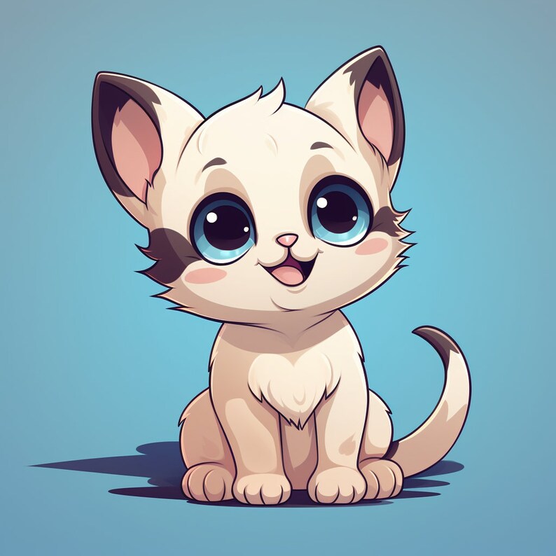 Cute Cat Digital Designs Chibi Cats Cute Vectors Cat - Etsy