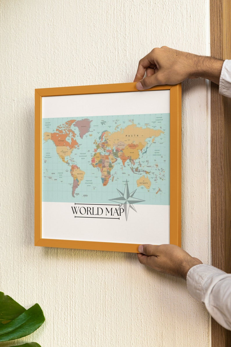 World Map. Custom Map. City Map Print. Office Decoration. Custom Map ...