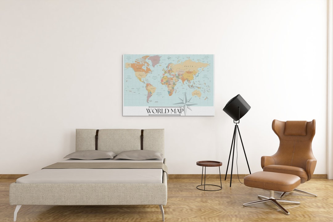 World Map. Custom Map. City Map Print. Office Decoration. Custom Map ...