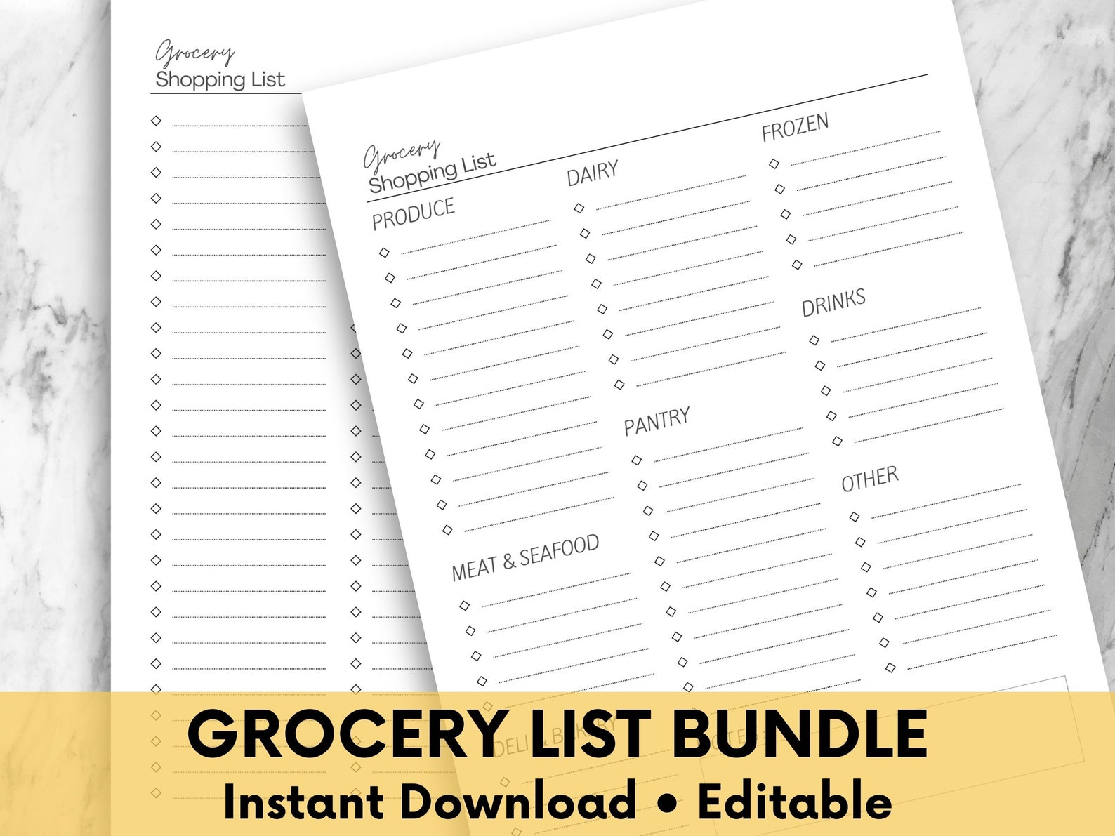 Grocery Shopping List Bundle | Grocery List Printable Bundle | Digital ...