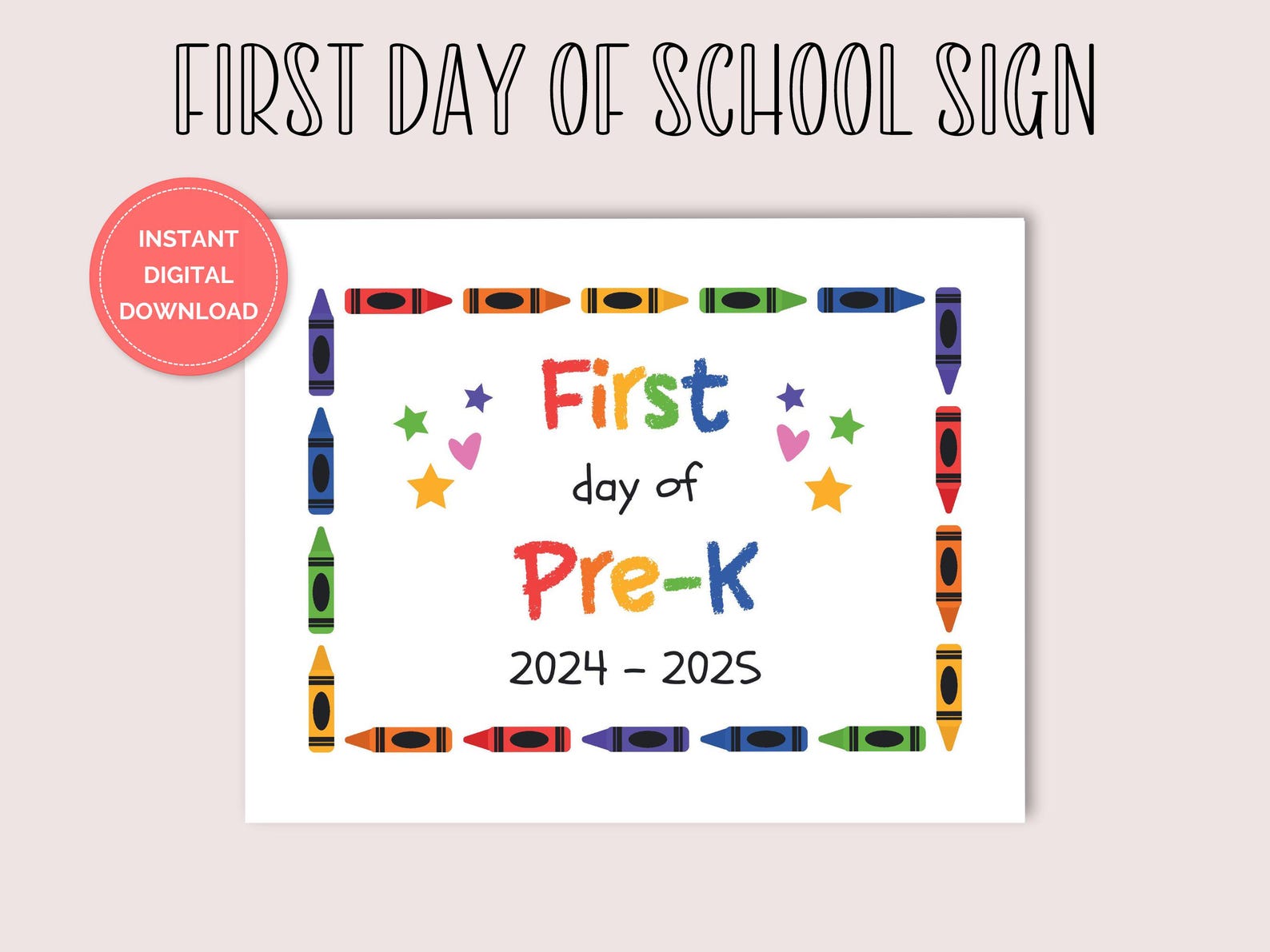 Pre-k First Day of School Sign | First Day of Pre-k Digital Print ...