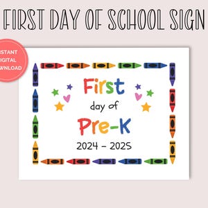Pre-k First Day of School Sign | First Day of Pre-k Digital Print ...