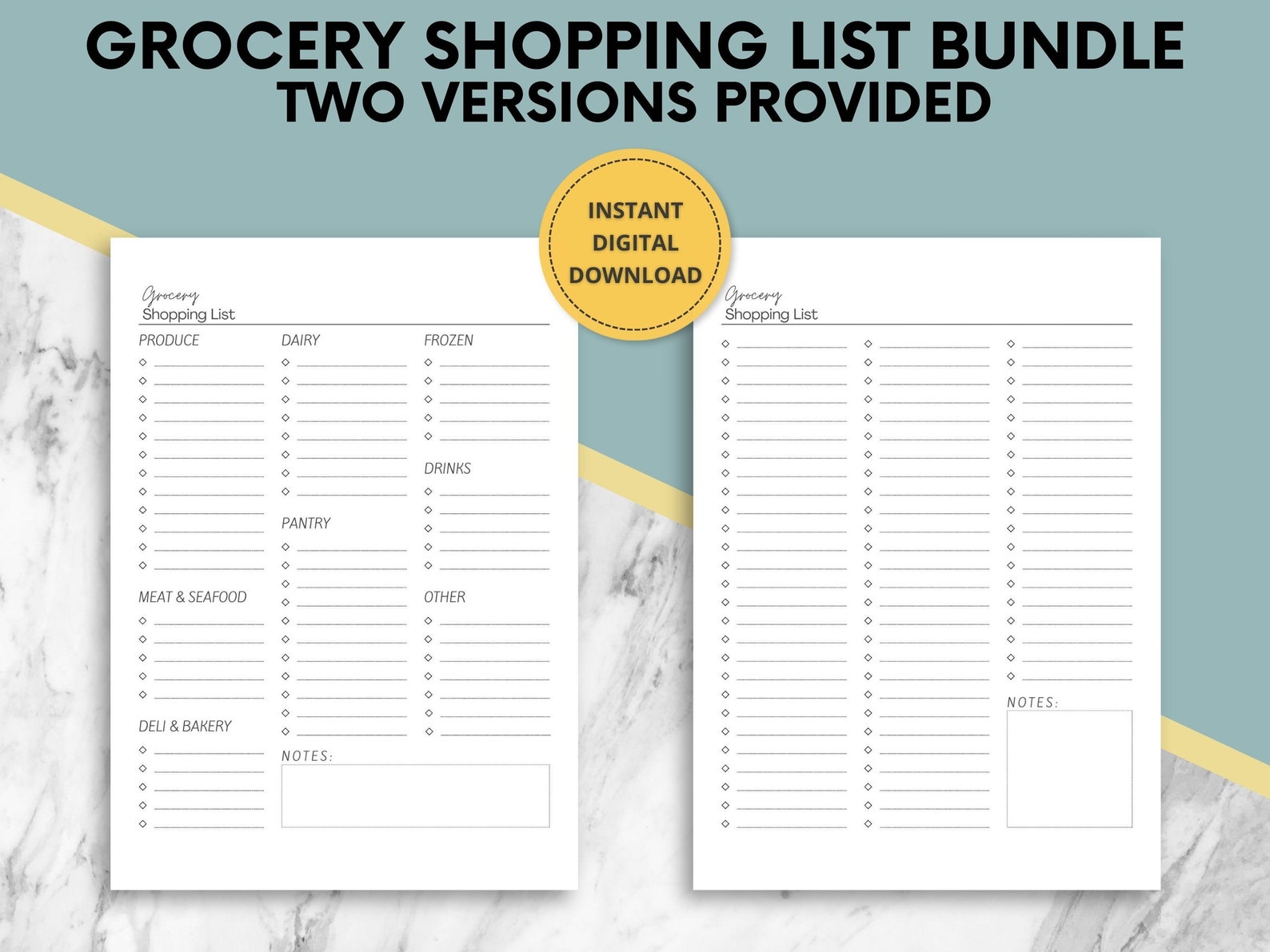 Grocery Shopping List Bundle | Grocery List Printable Bundle | Digital ...