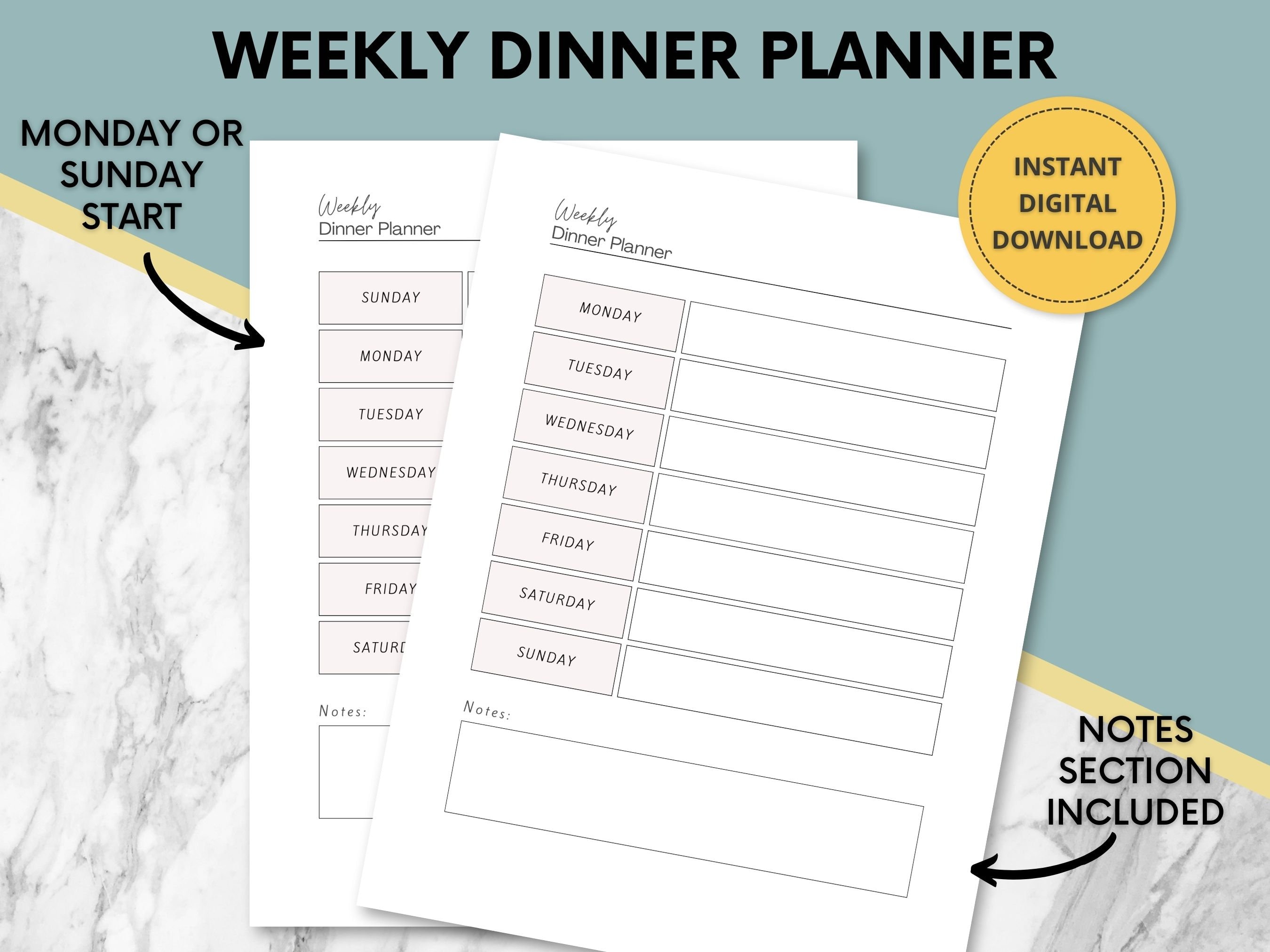 Weekly Dinner Planner Printable | 7 Day Meal Planner | Dinner Menu ...