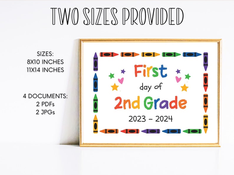Second Grade First Day of School Sign First Day of 2nd Grade Digital ...
