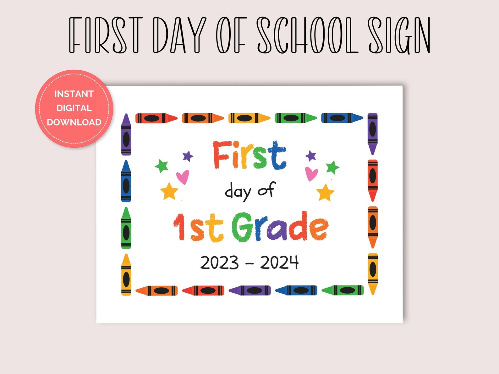 First Grade First Day of School Sign First Day of 1st Grade - Etsy