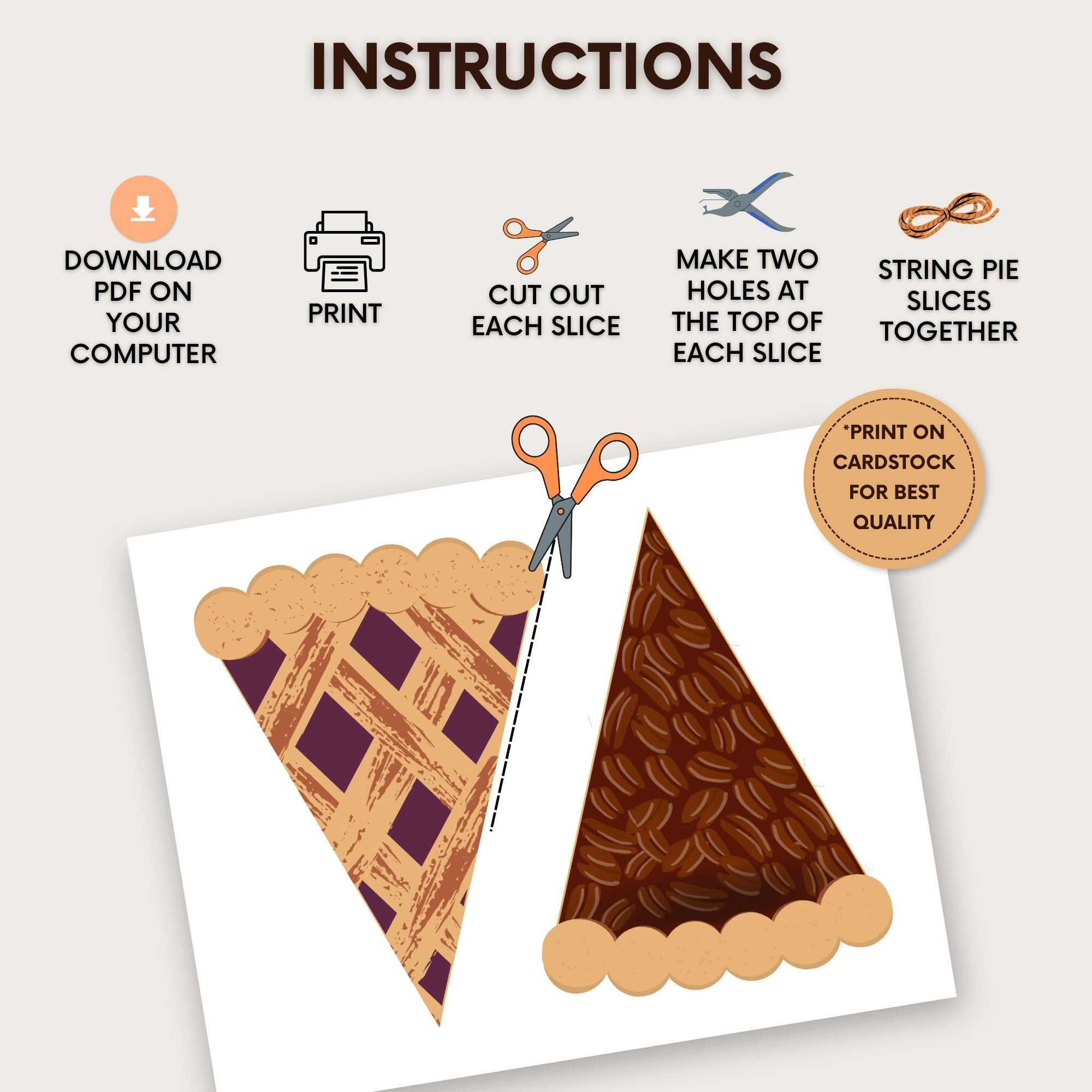 Printable Thanksgiving Pie Garland | Fall Bunting Banner (digital ...