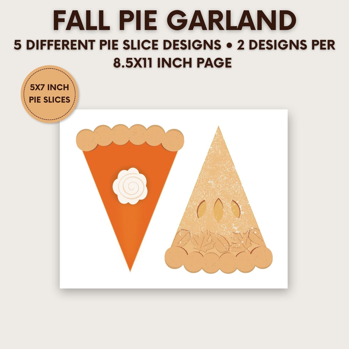 Printable Thanksgiving Pie Garland | Fall Bunting Banner (digital ...
