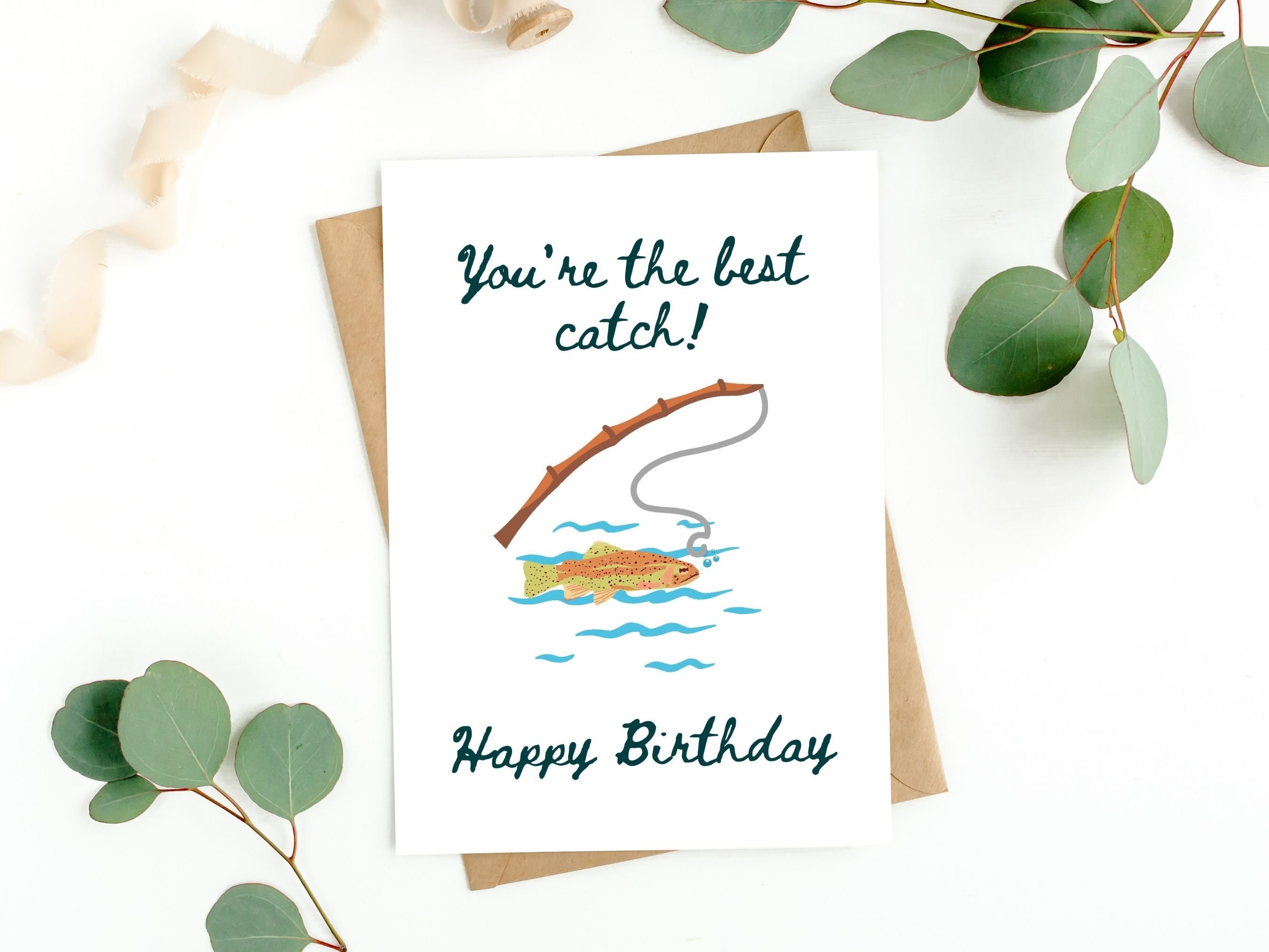 Printable Fishing Birthday Card | Fishing Greeting Card | Best Catch ...