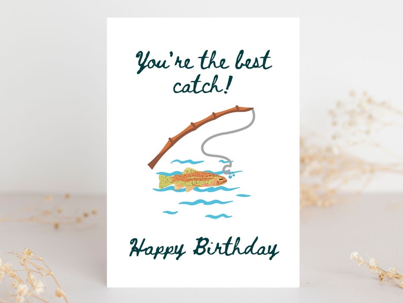 Printable Fishing Birthday Card | Fishing Greeting Card | Best Catch ...