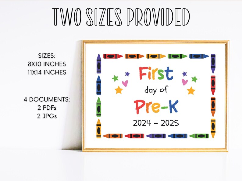 Pre-k First Day of School Sign | First Day of Pre-k Digital Print ...