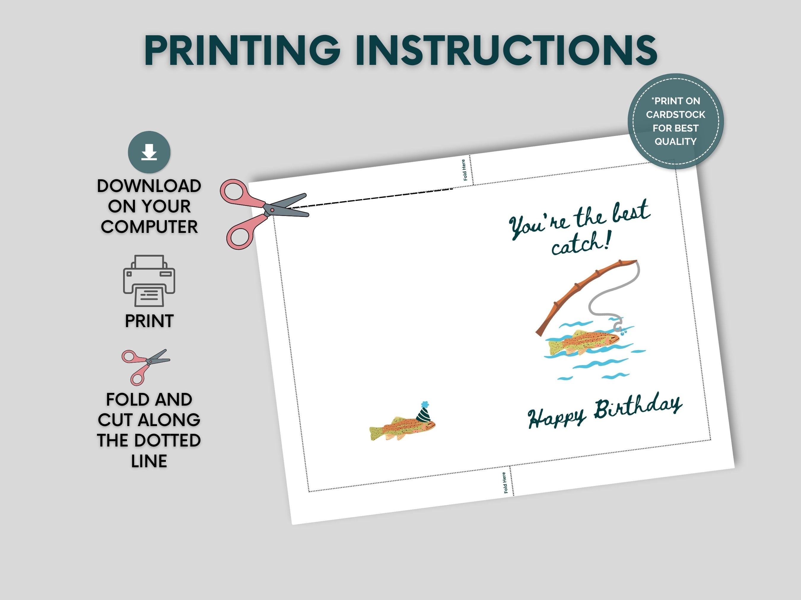 Printable Fishing Birthday Card | Fishing Greeting Card | Best Catch ...