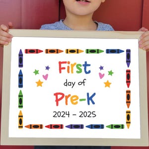 Pre-k First Day of School Sign | First Day of Pre-k Digital Print ...