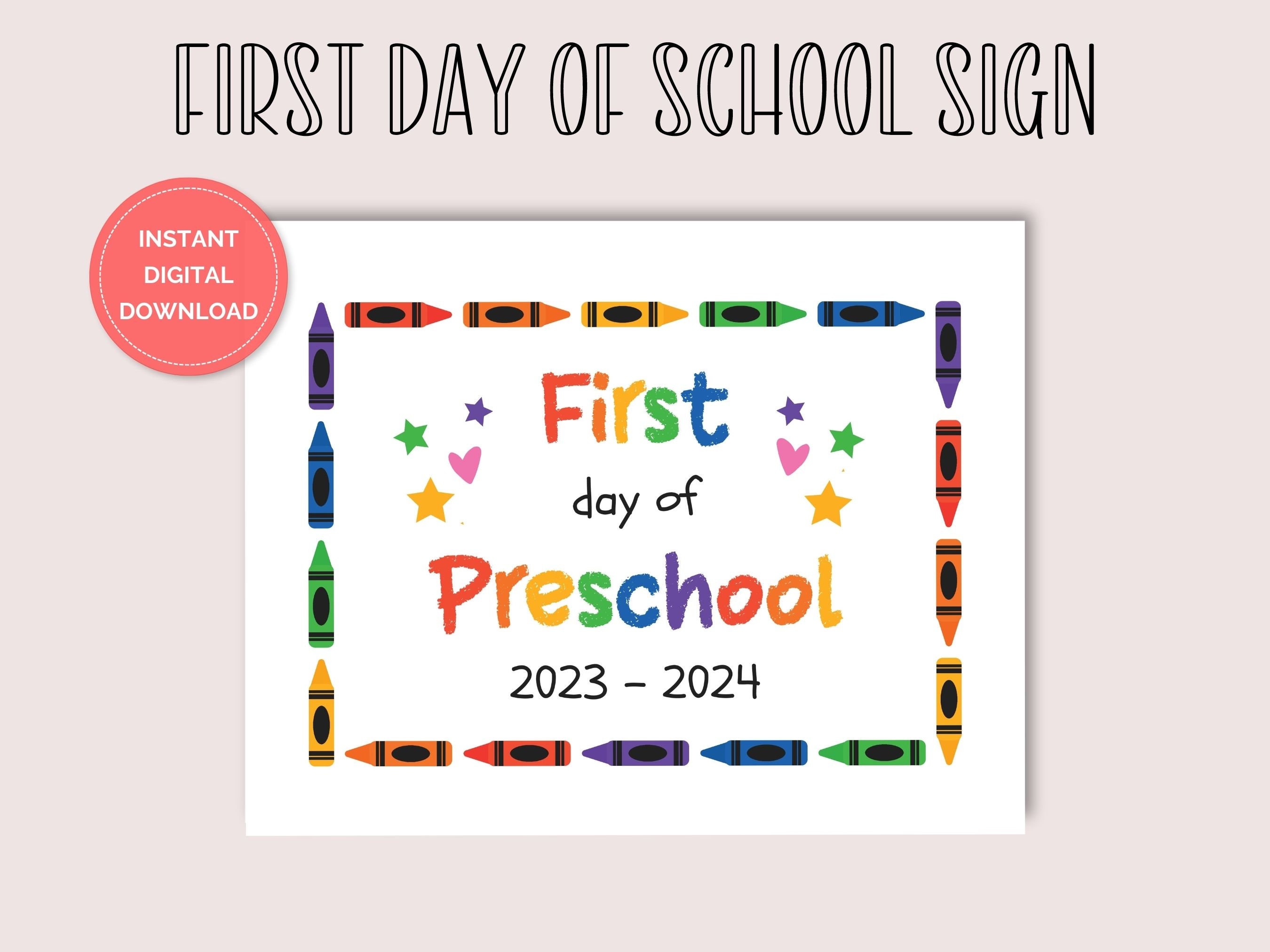 Preschool First Day of School Sign First Day of Preschool Digital Print ...