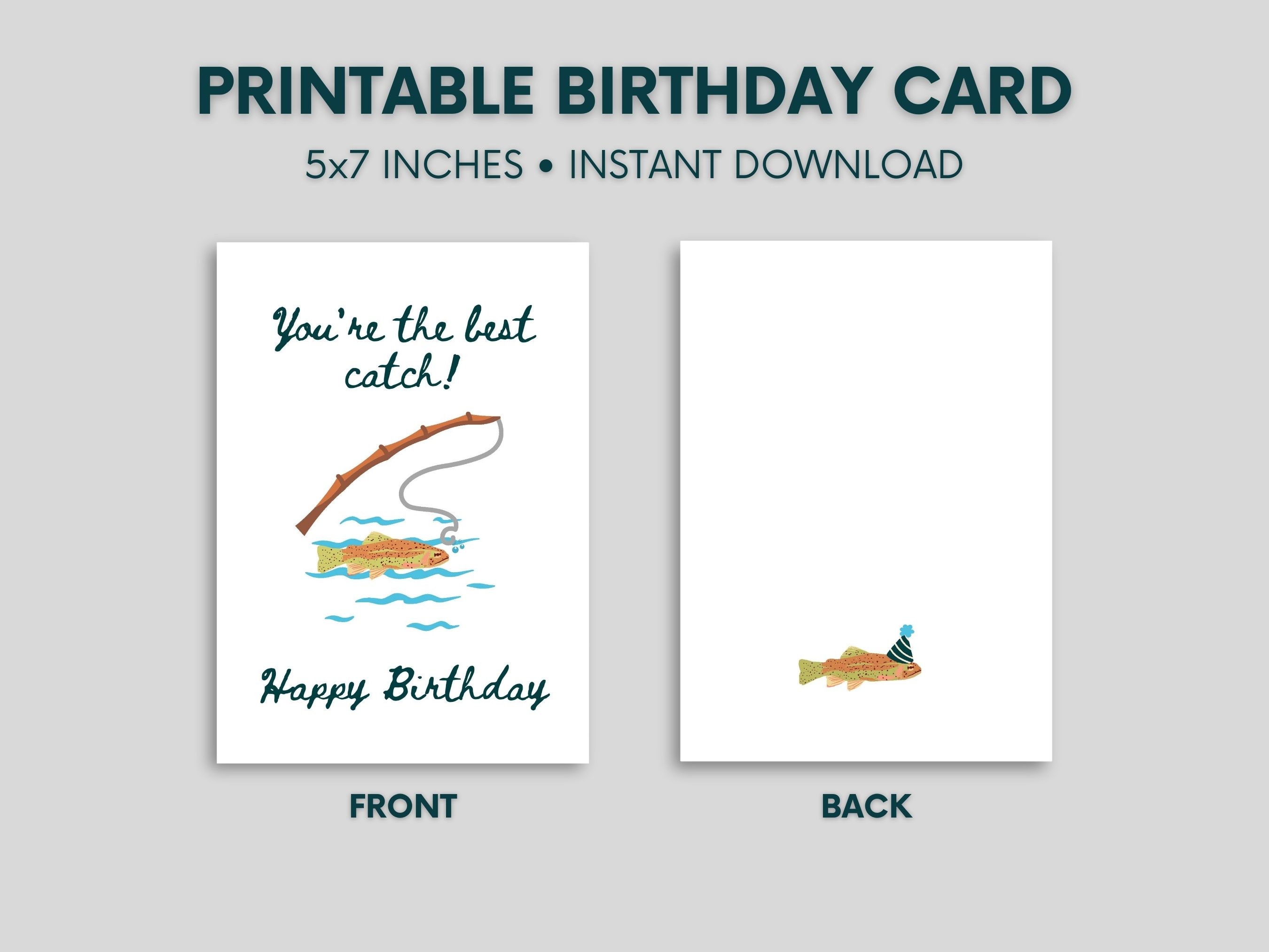 Printable Fishing Birthday Card | Fishing Greeting Card | Best Catch ...
