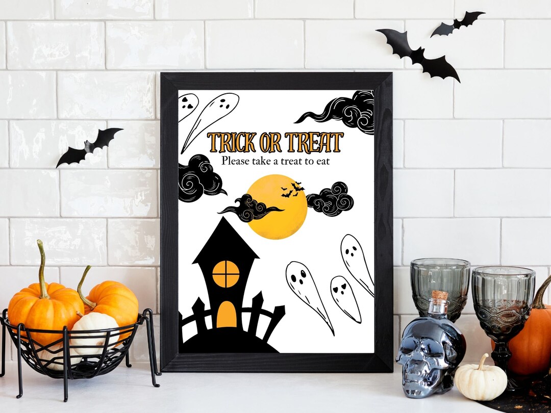 Printable Trick or Treat Candy Bowl Sign | Trick or Treat Sign ...