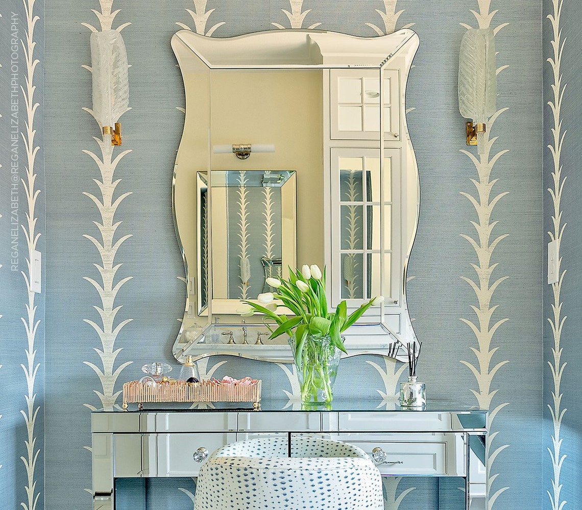 Schumacher Acanthus Stripe Sisal Chambray Wallpaper - Etsy