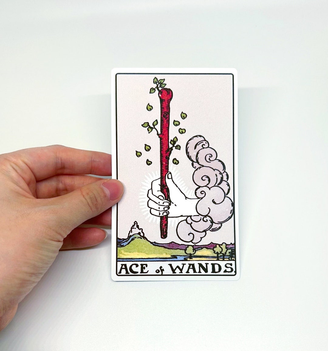 Tarot Sticker "ace of Wands" Large - Rider-waite Minor Arcana Reading ...
