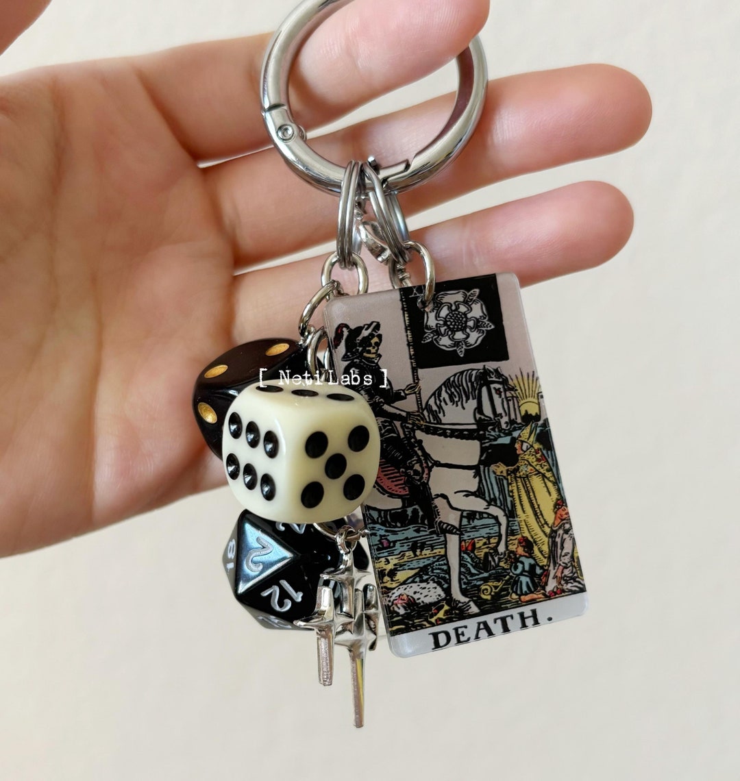 Death Tarot Card Lucky Dice Keychain Acrylic, Rider Waite Tarot Bag ...