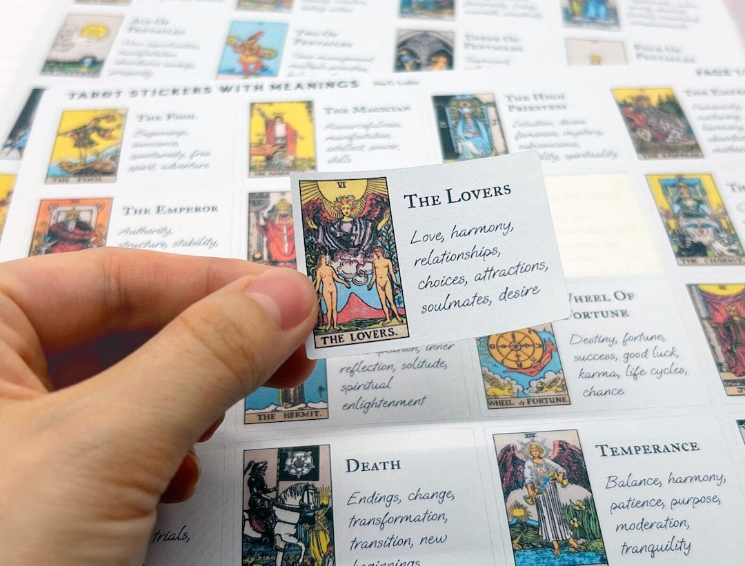 Tarot Stickers With Meanings - Small Rider Waite 78 Cards Full Deck ...